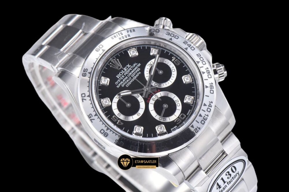 Rolex Daytona Cosmograph 116520 Taşlı Siyah Kadran 4130 Super Clone ETA