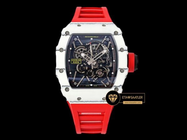 Richard Mille RM35-01 RAFA Beyaz NTPT Carbon Kasa Kırmızı Kauçuk Kordon ...