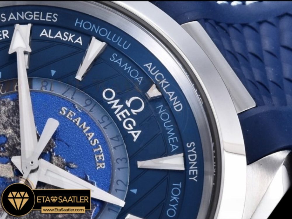 Omega Aqua Terra World Timer Blue Rubber Strap Super Clone ETA