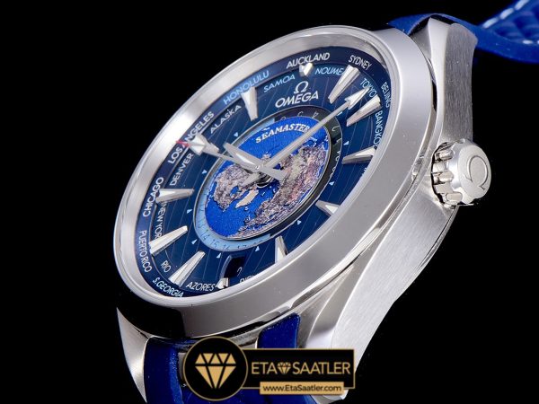 Omega Aqua Terra World Timer Blue Rubber Strap Super Clone ETA