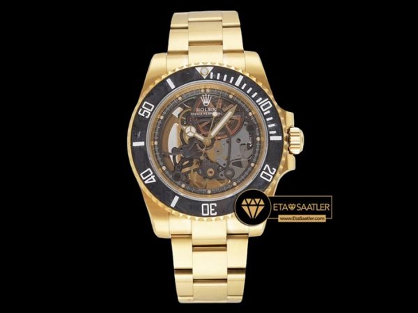 Rolex Submariner Skeleton Gold Andrea Pirlo 904L 3130 Super Clone ETA
